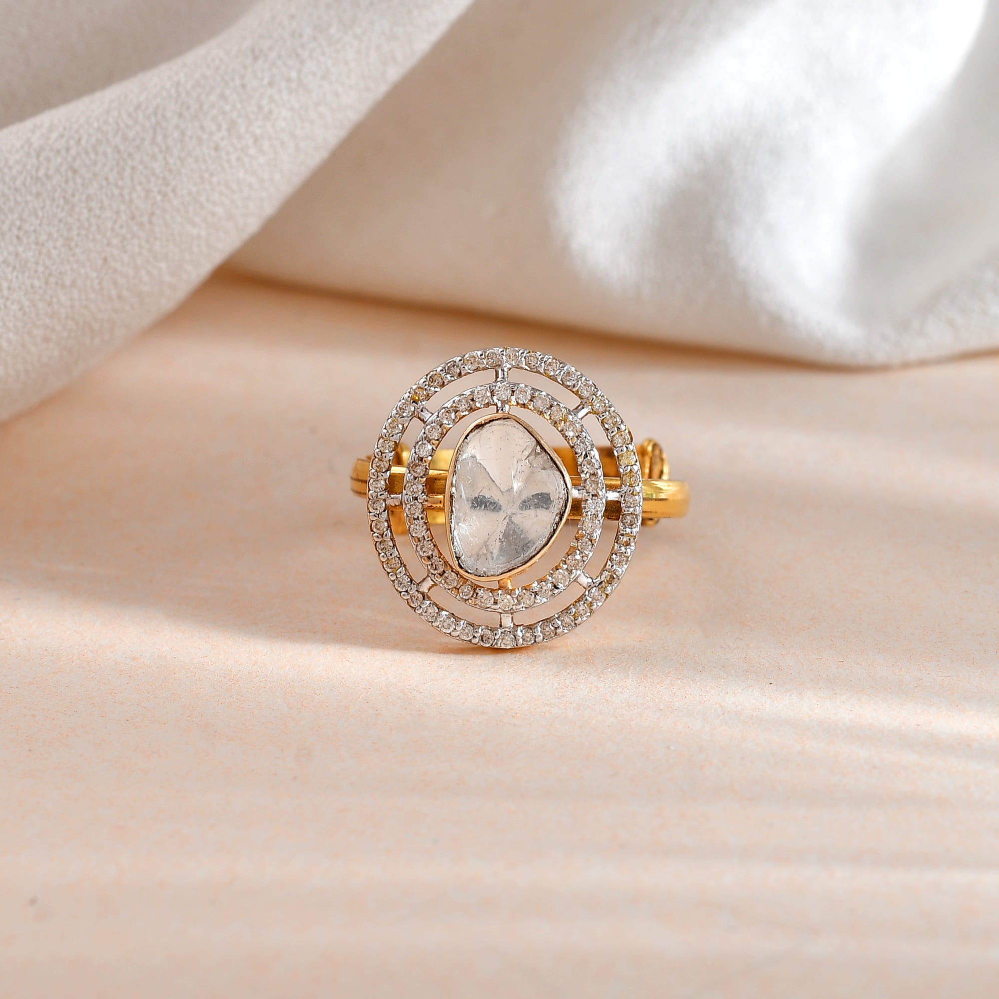 Saada 14k Ring|14k Polki Rings|Fine Jadau Rings