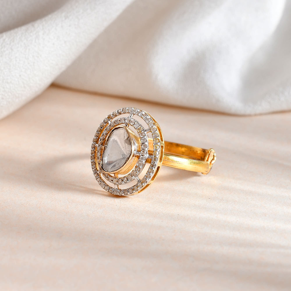 Saada 14k Ring|14k Polki Rings|Fine Jadau Rings