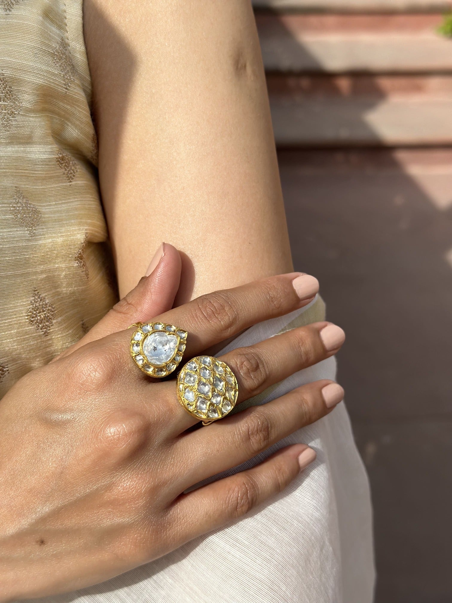 Inayat Solitaire Polki Ring|18k Jadau Rings|18k Gold Rings